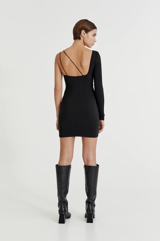 Black Short Cut-Out Mini Dress With Gathered Detail – Styched Fashion