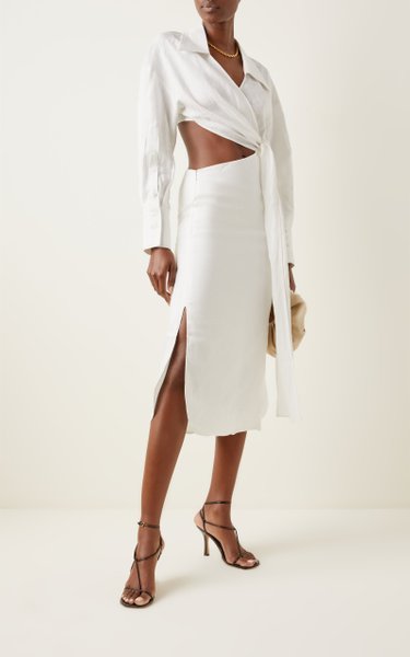 Subtle White Cutout Shirt Dress – Styched Fashion